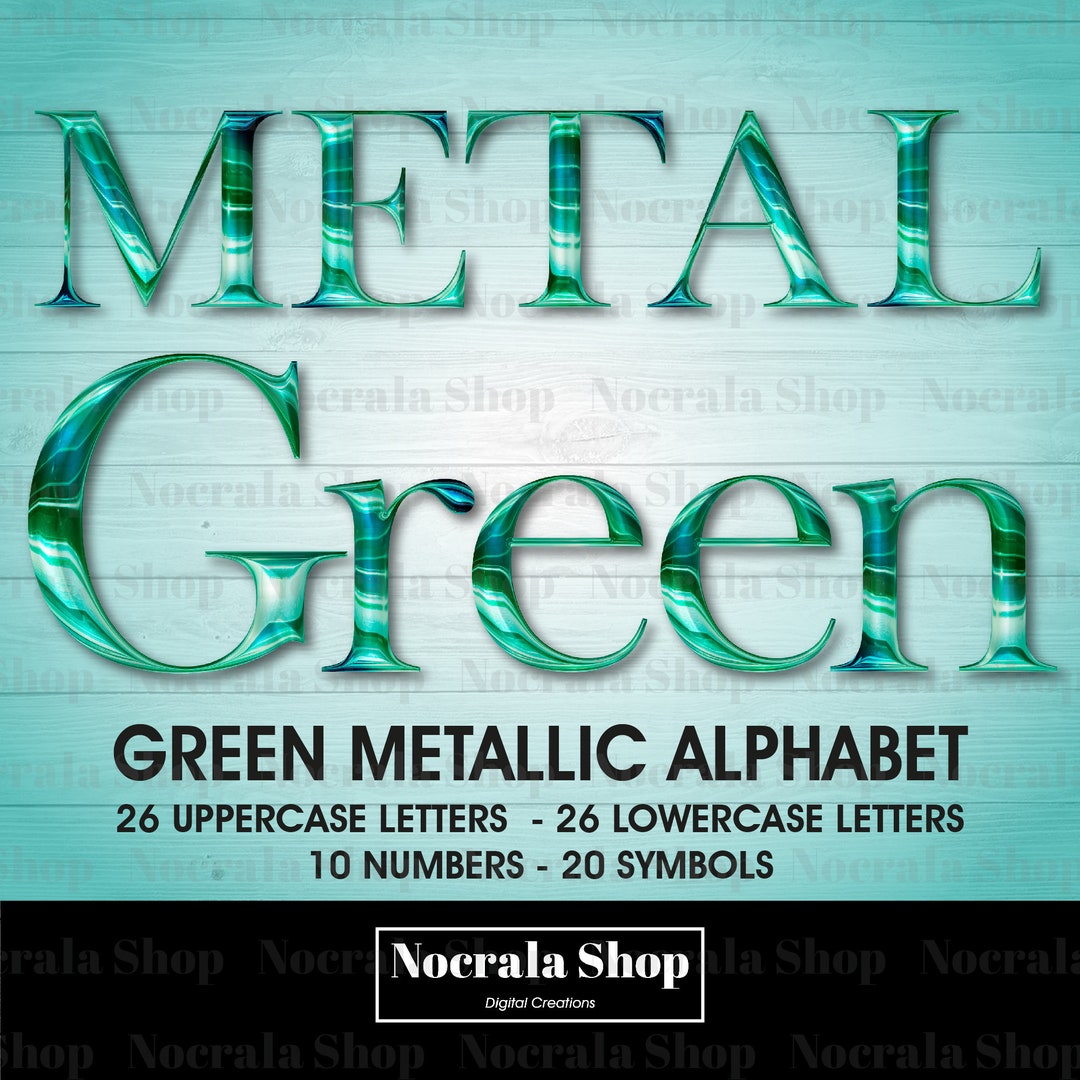 Green Metallic Alphabet Clipart, PNG Clip Art, Green Chrome Letters ...