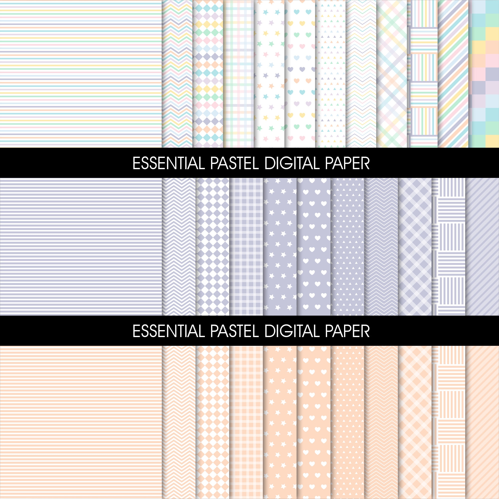 Essential Geometric Pastel Digital Paper, Pastel Backgrounds, Bundle ...