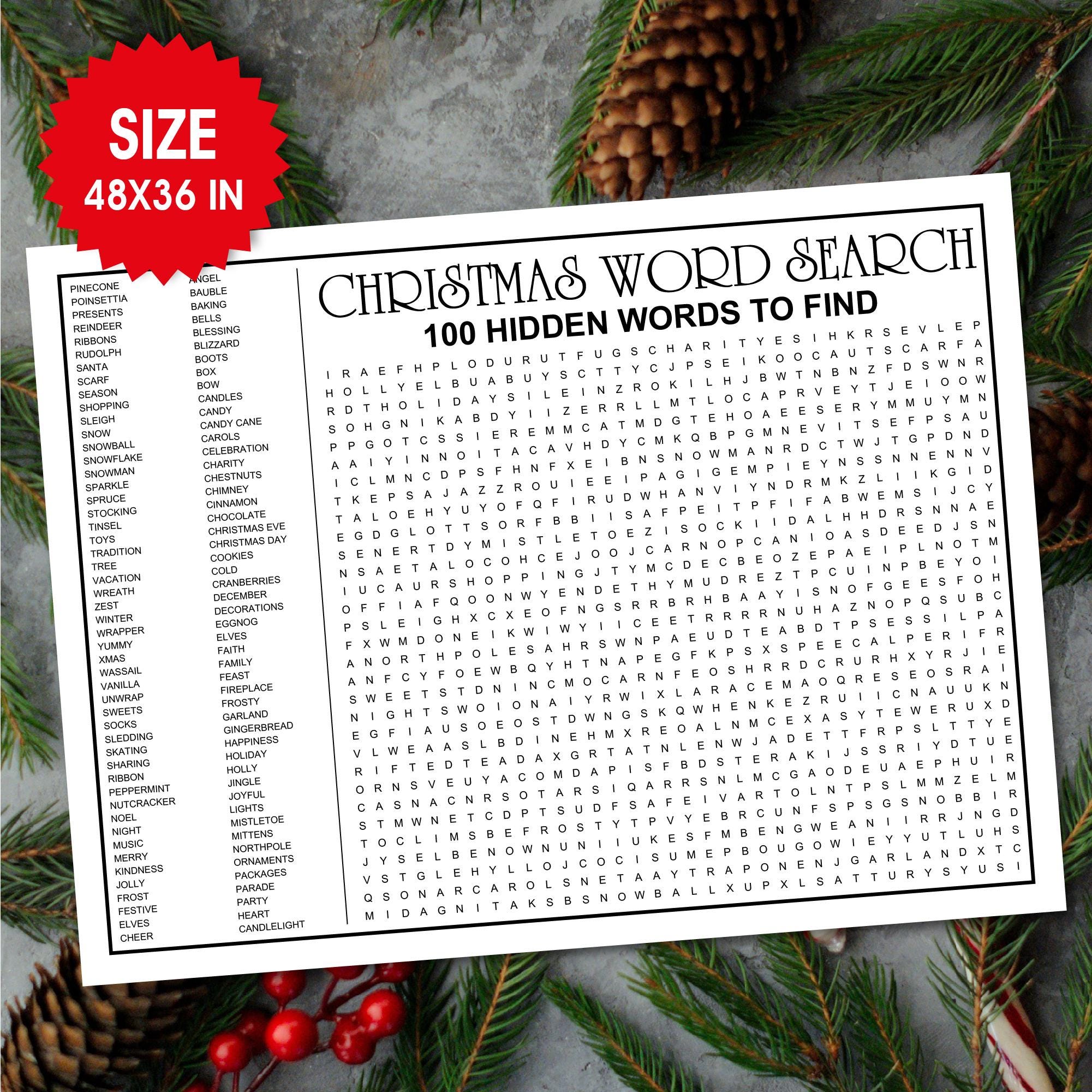 Giant Christmas Word Search Christmas Game Printable Christmas Search