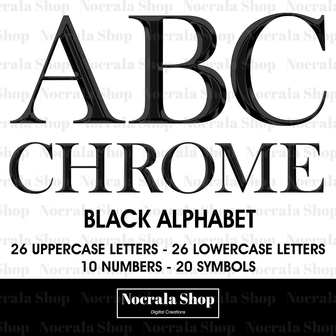 Black Chrome Alphabet Clipart, PNG Clip Art, Black Chrome Letters ...
