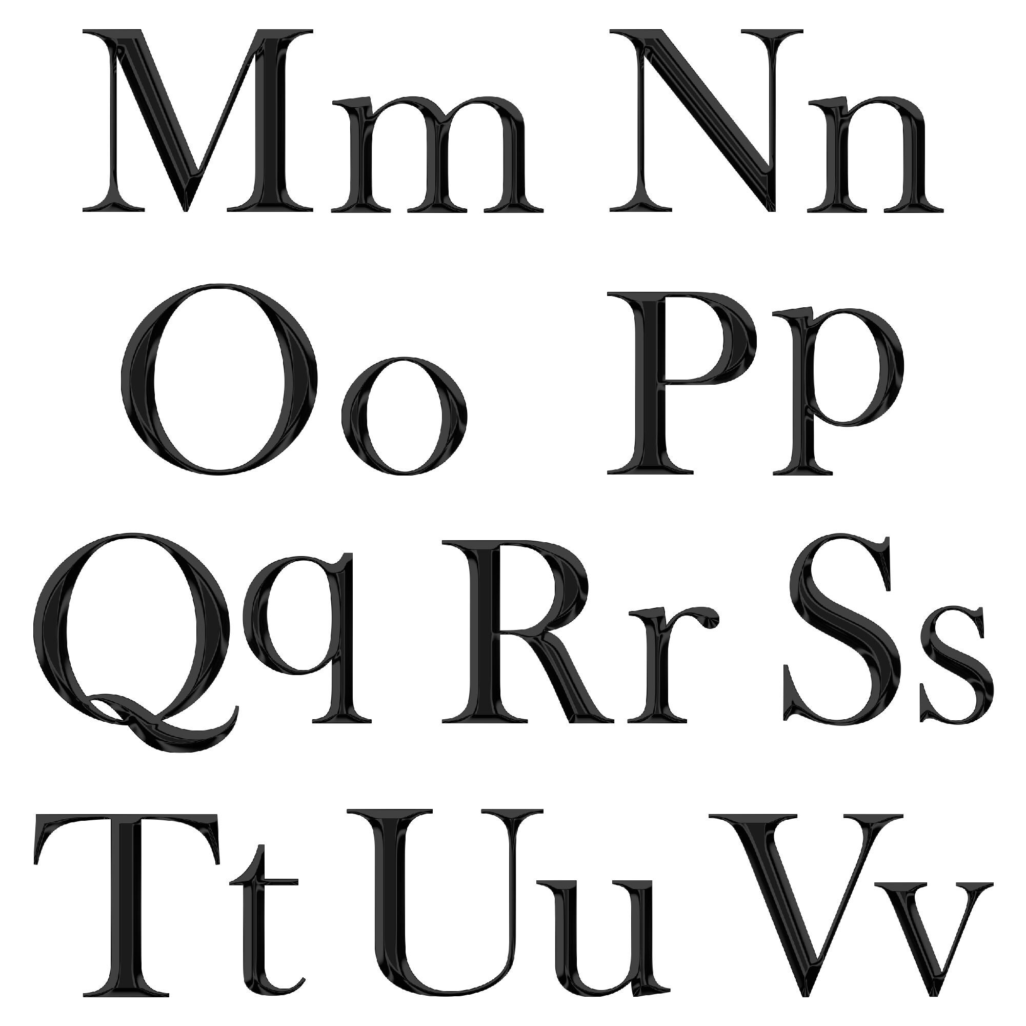 Black Chrome Alphabet Clipart, High Shine PNG Letters (digital Download ...