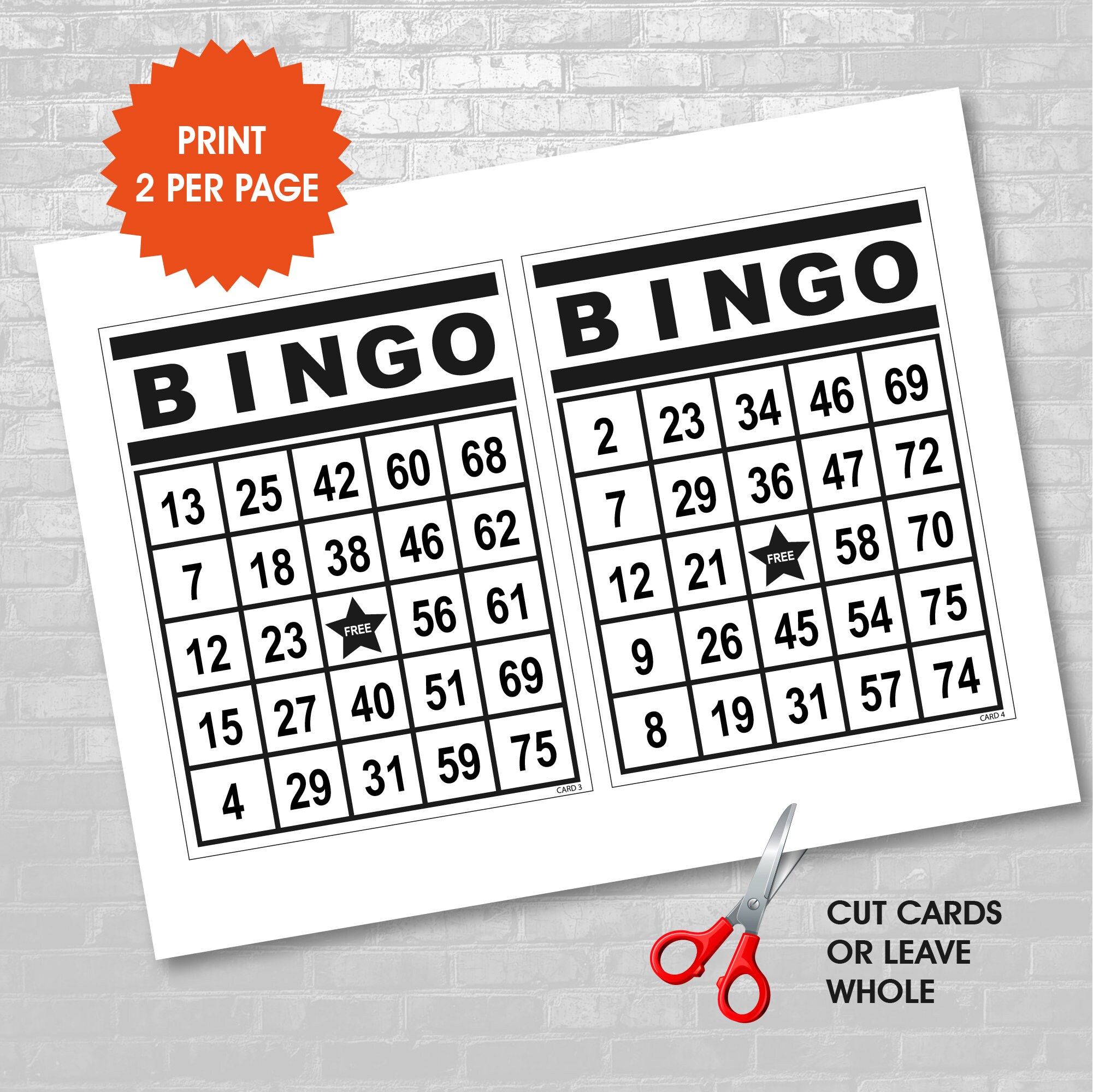 100 Bingo Cards, 1, 2, or 4 per Page, Fun Party Game, Classroom ...