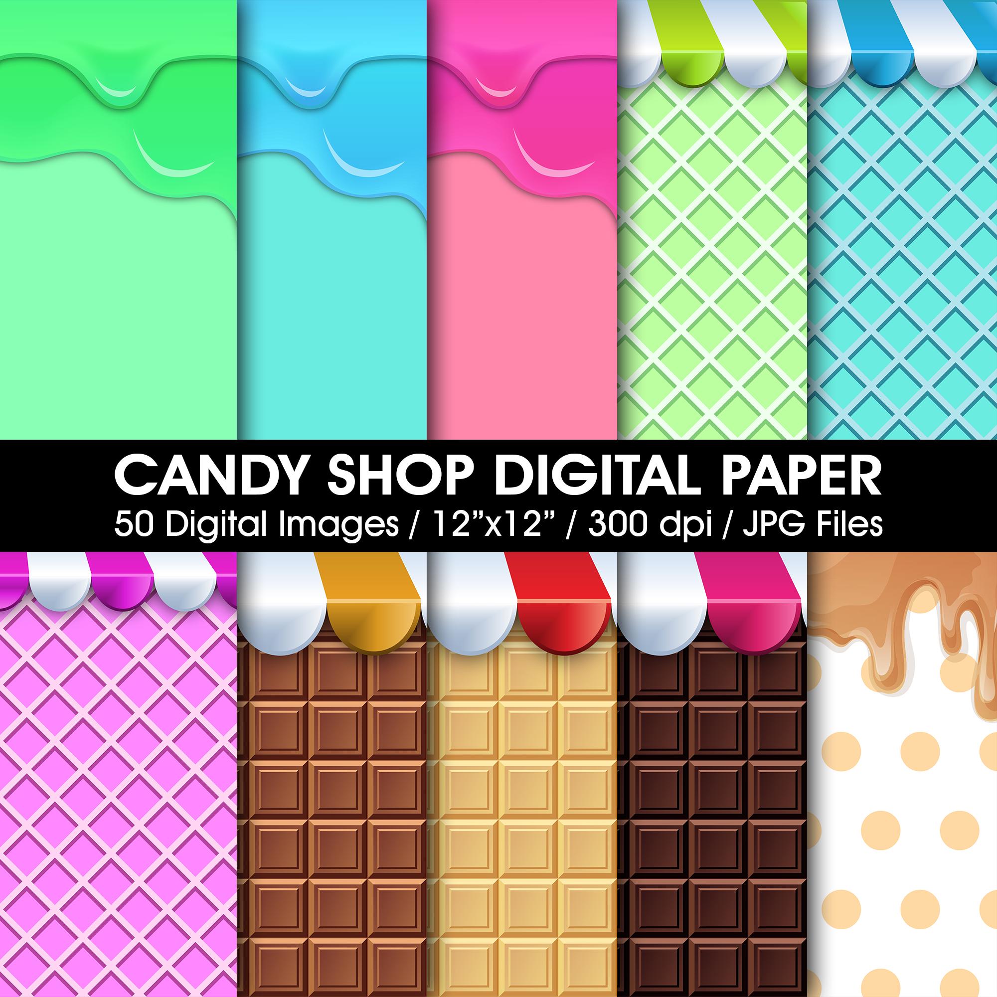 Candy Shop Digital Paper, Ice Cream Seamless Textures (digital Download ...