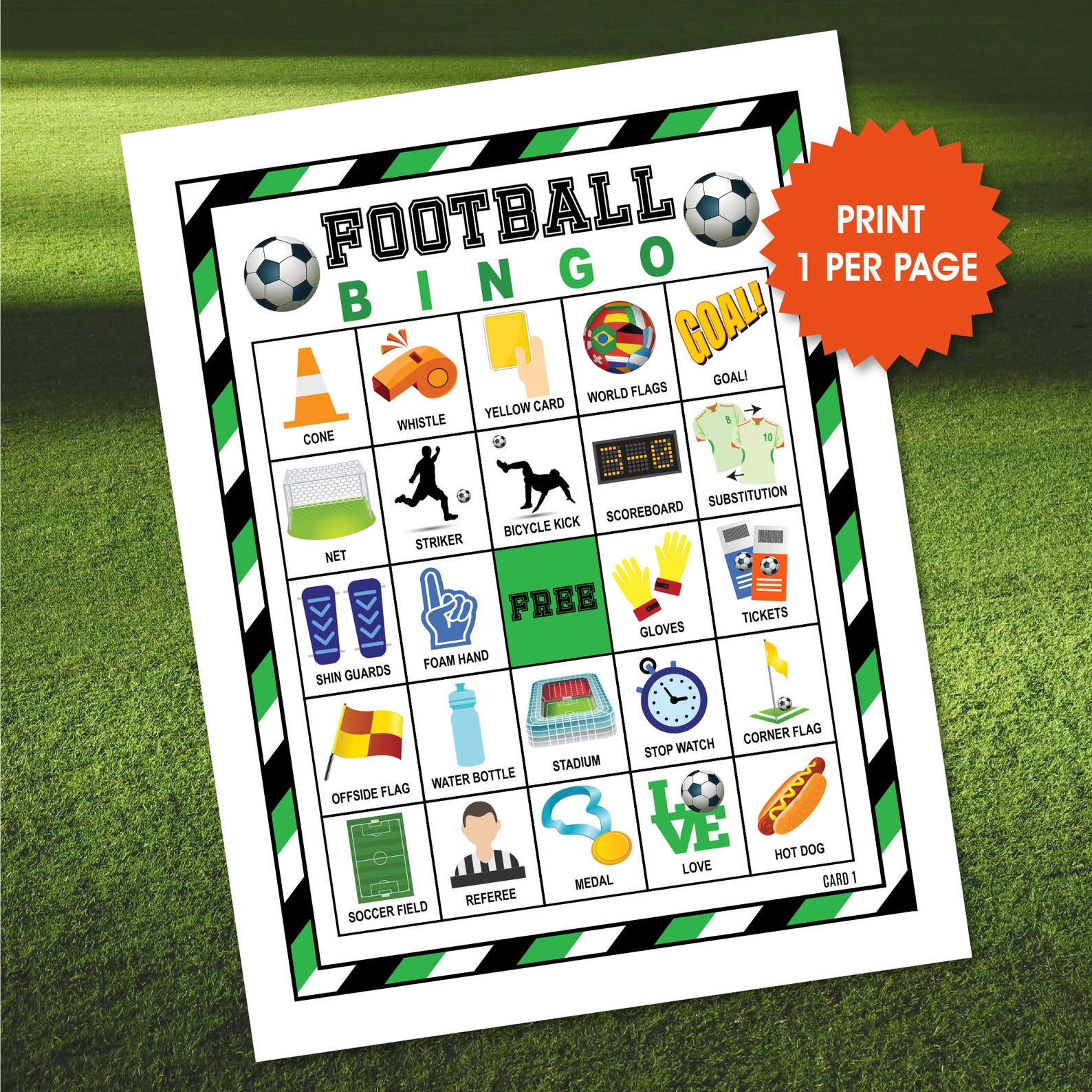 40 Football Bingo Cards, Soccer Party Game, Printable Kids Soccer Game ...