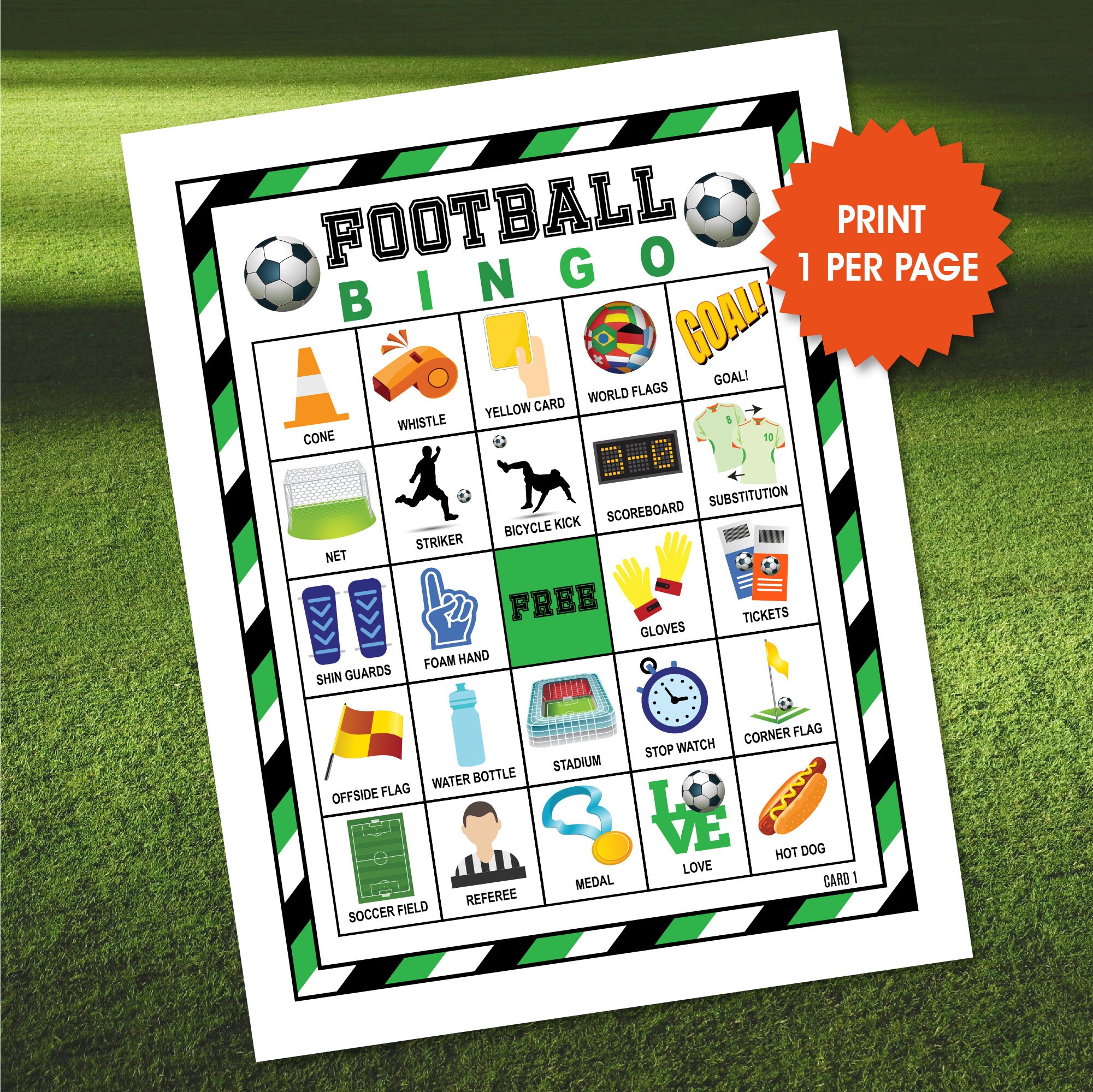 40 Football Bingo Cards, Soccer Party Game, Printable Kids Soccer Game ...