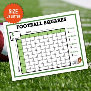 Football Squares Board, 100 Numbered Squares, Fun Family Activity ...