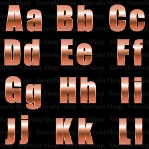 Copper Metallic Alphabet Clipart, Copper Foil Alphabet , Copper Digital ...