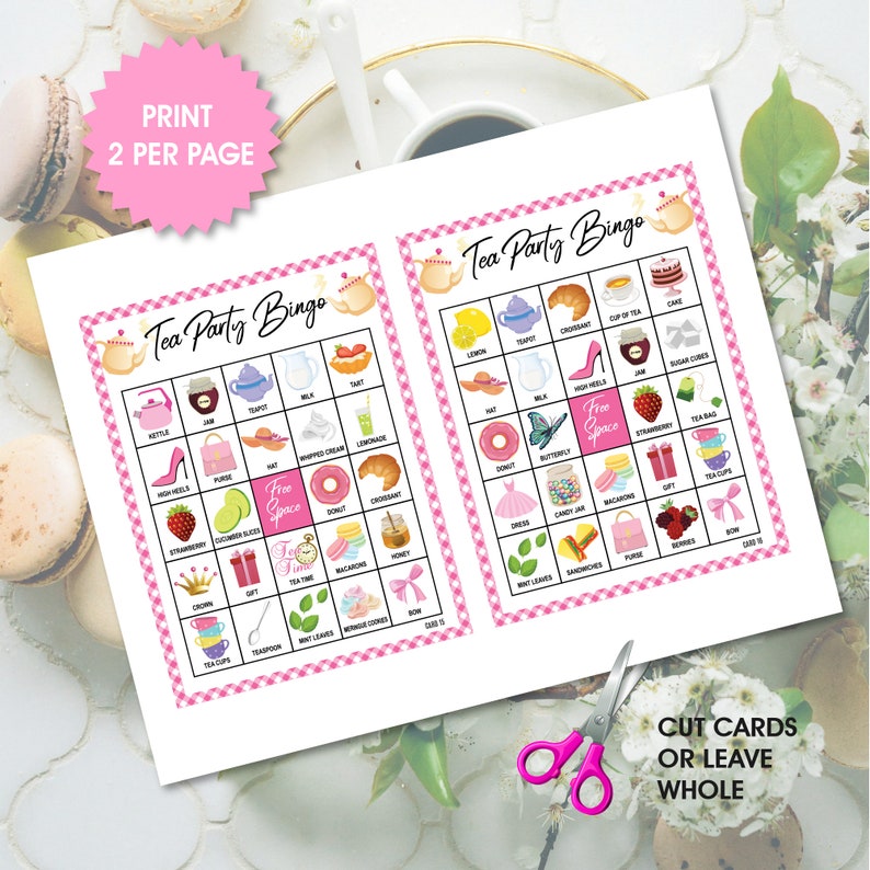 40 Tea Party Bingo Cards, Tea Party Game, Tea Party Activity, Birthday ...