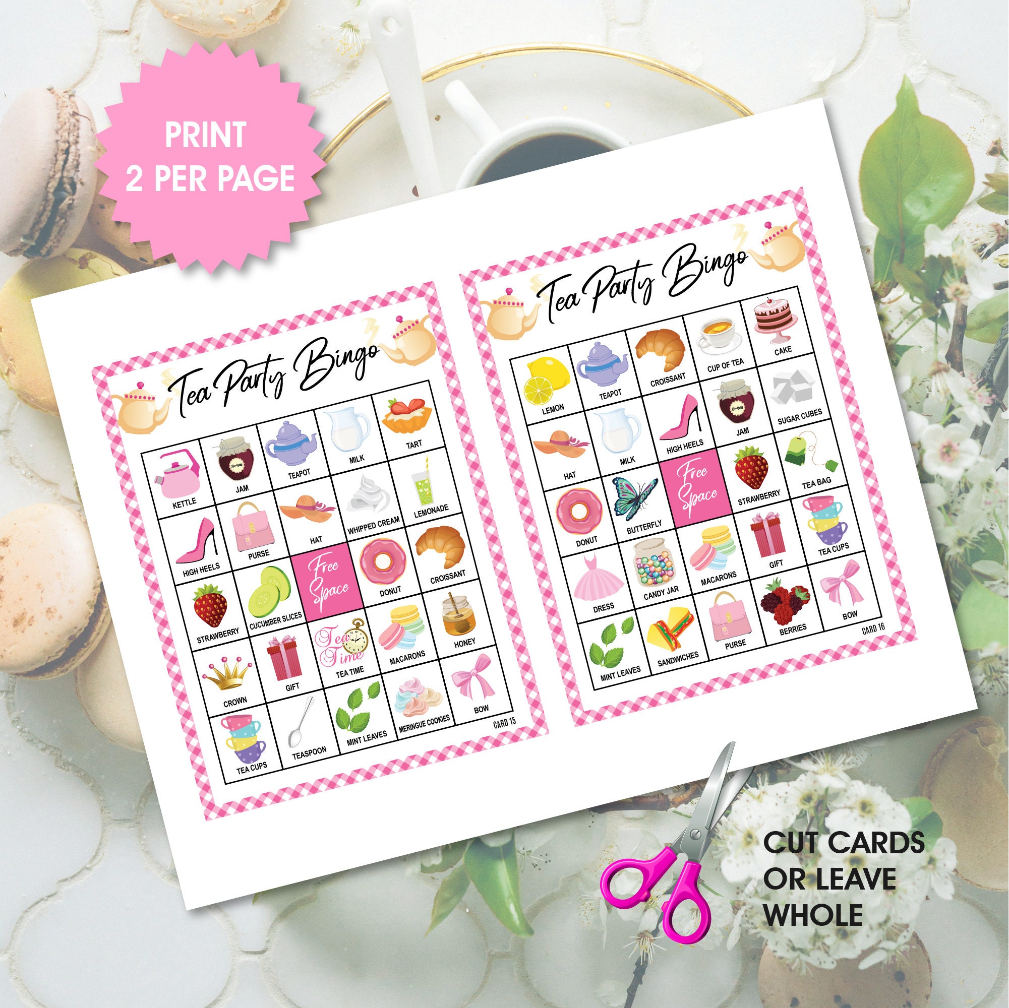 40 Tea Party Bingo Cards, Tea Party Game, Tea Party Activity, Birthday ...