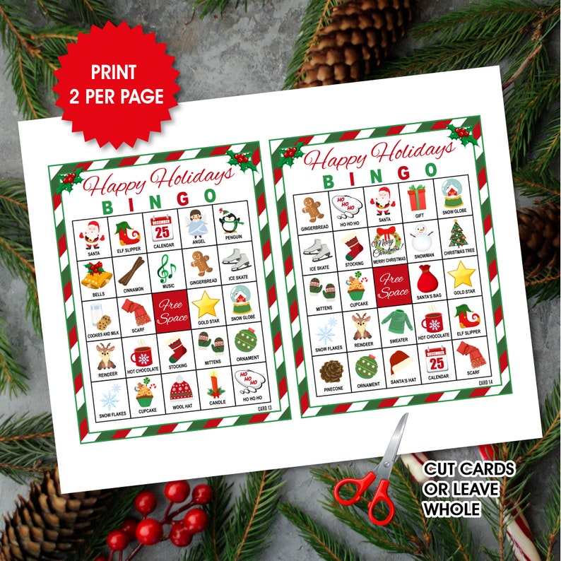 30 Happy Holidays Bingo Cards, Holiday Party Game, Printable Kids ...
