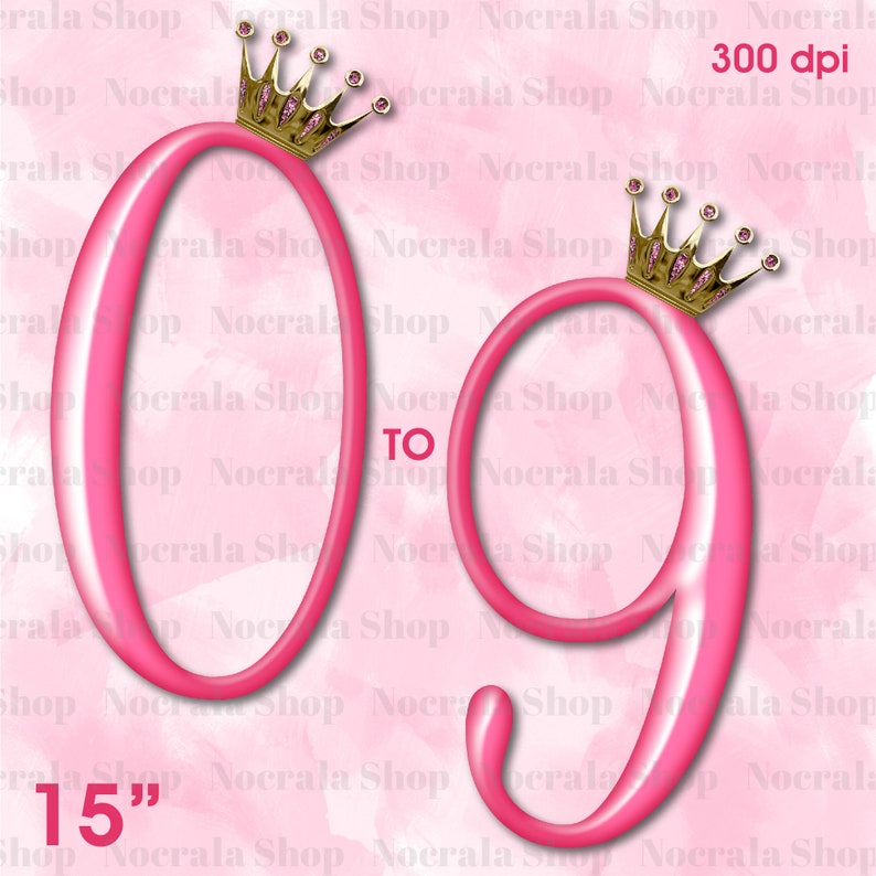 Baby Princess Numbers Clipart, Baby Girl Numbers, Baby Pink Numbers ...