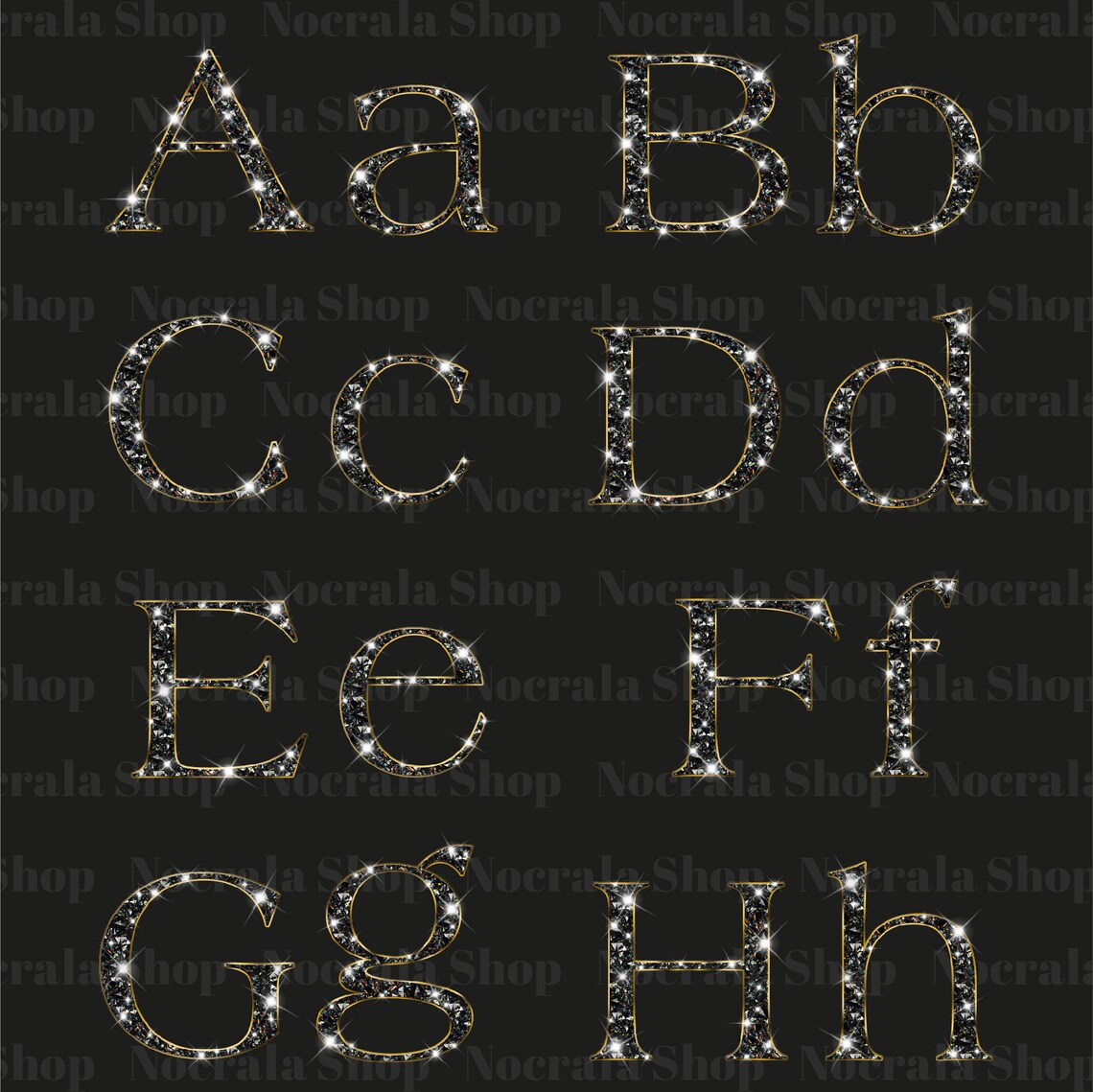 Black Diamond Alphabet Clipart, PNG Digital Clip Art, Black Diamond Letters, Numbers, Symbols ...