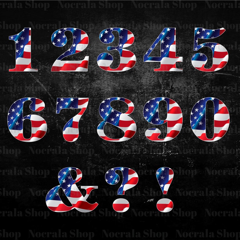 American Flag Alphabet Clipart, PNG Digital Clip Art, American Letters ...