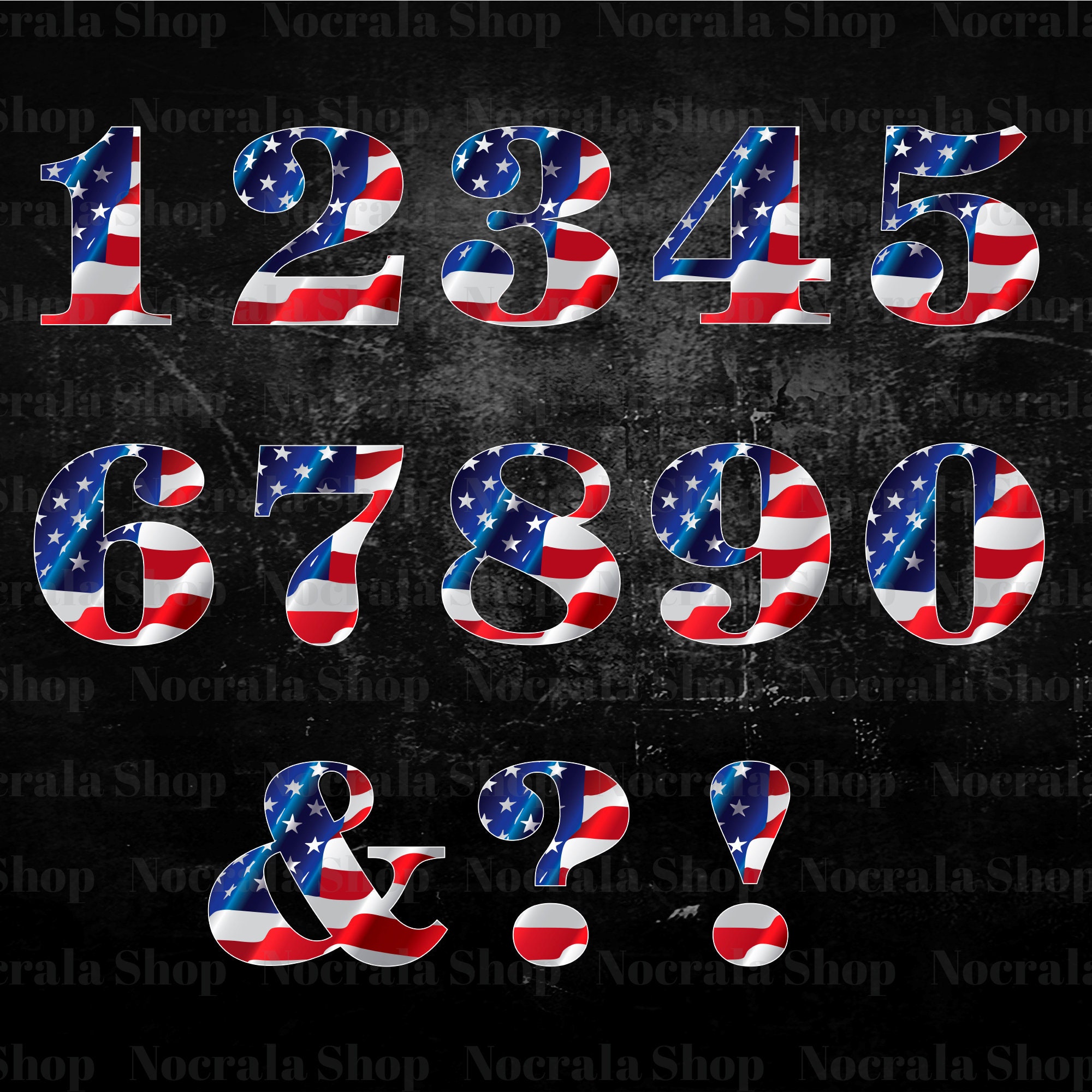 American Flag Alphabet Clipart, PNG Digital Clip Art, American Letters ...