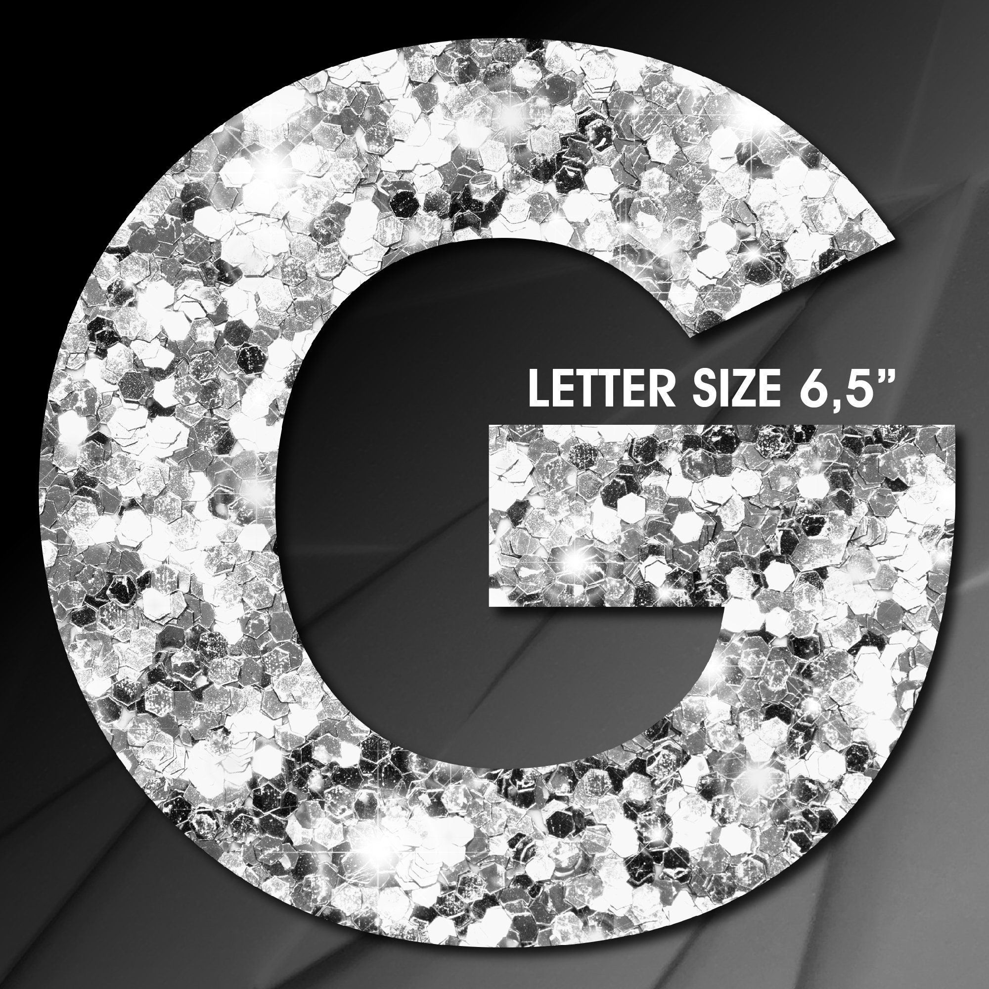 Silver Chunky Glitter Alphabet Clipart, PNG Digital Clip Art, Silver ...