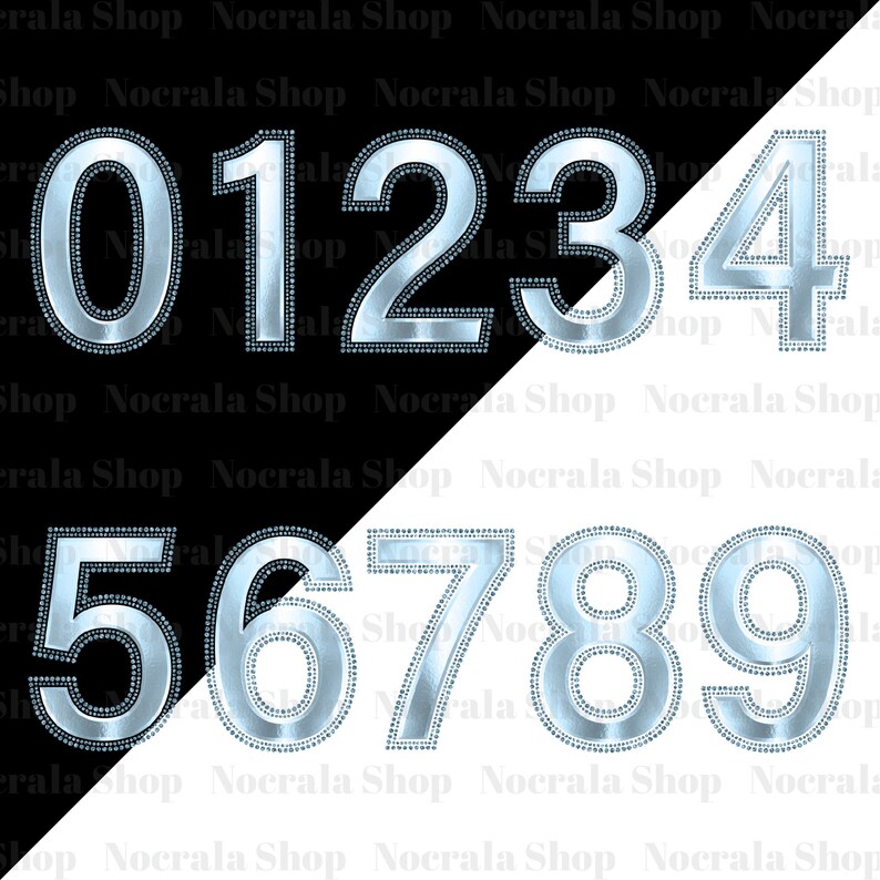 Blue Satin and Diamond Numbers Clipart, PNG Digital Clip Art, Blue ...