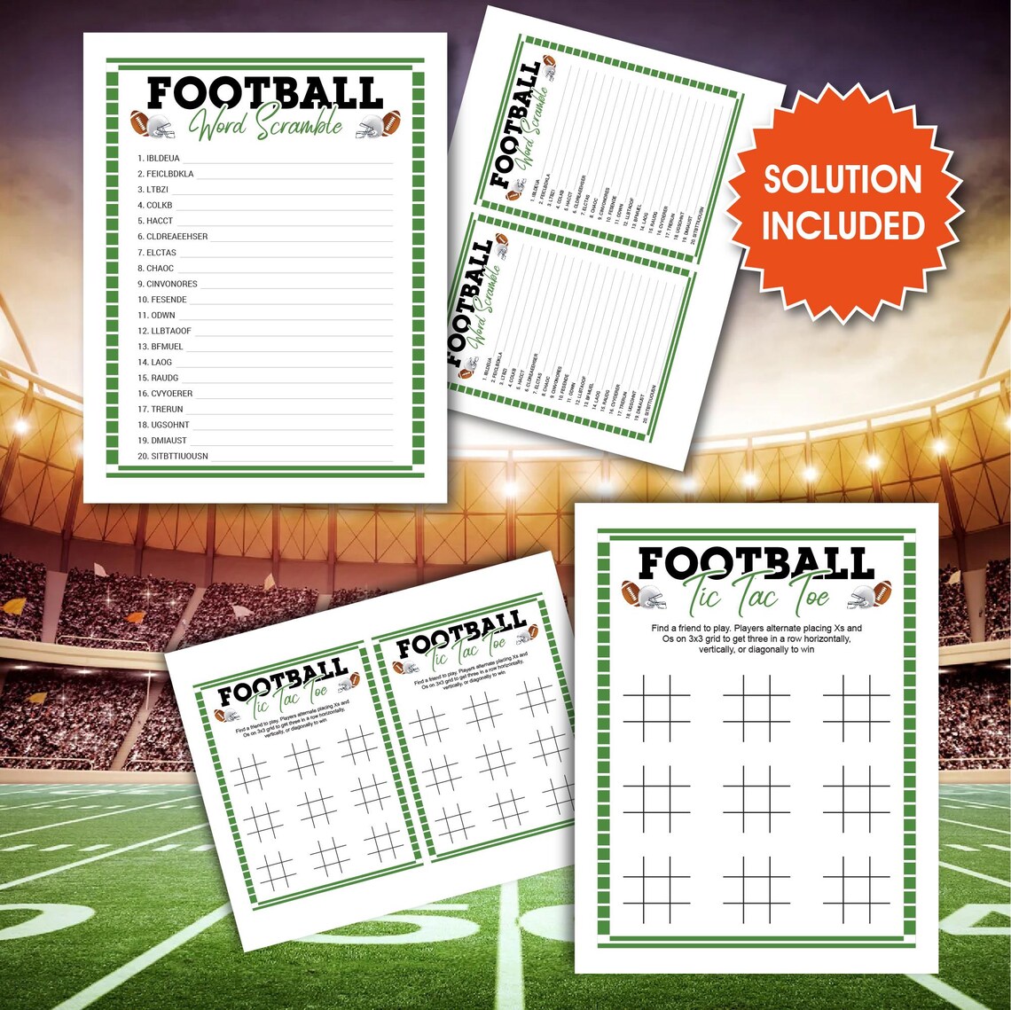 Football Party Games Bundle, Kids & Adults, 7 Printable Activities (PDF ...