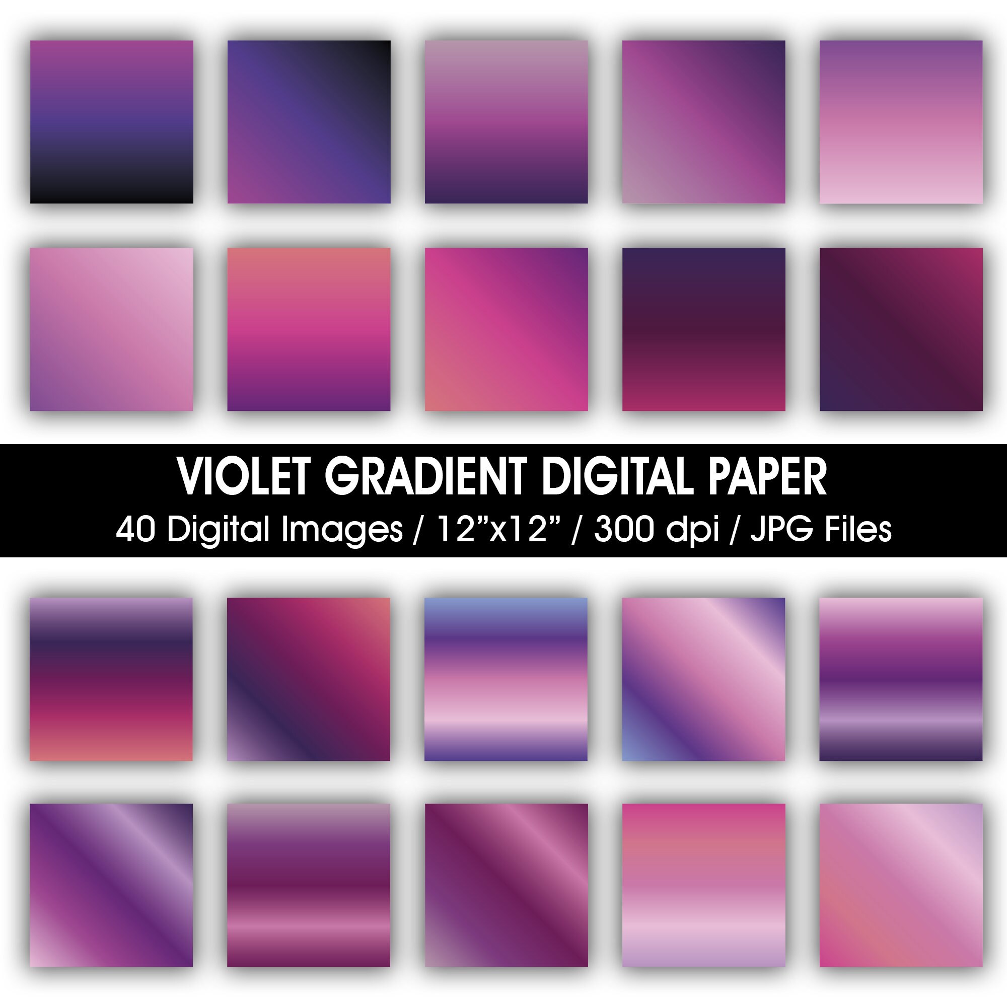 Violet Gradient Digital Paper, Violet Ombre Scrapbook Papers, Instant ...