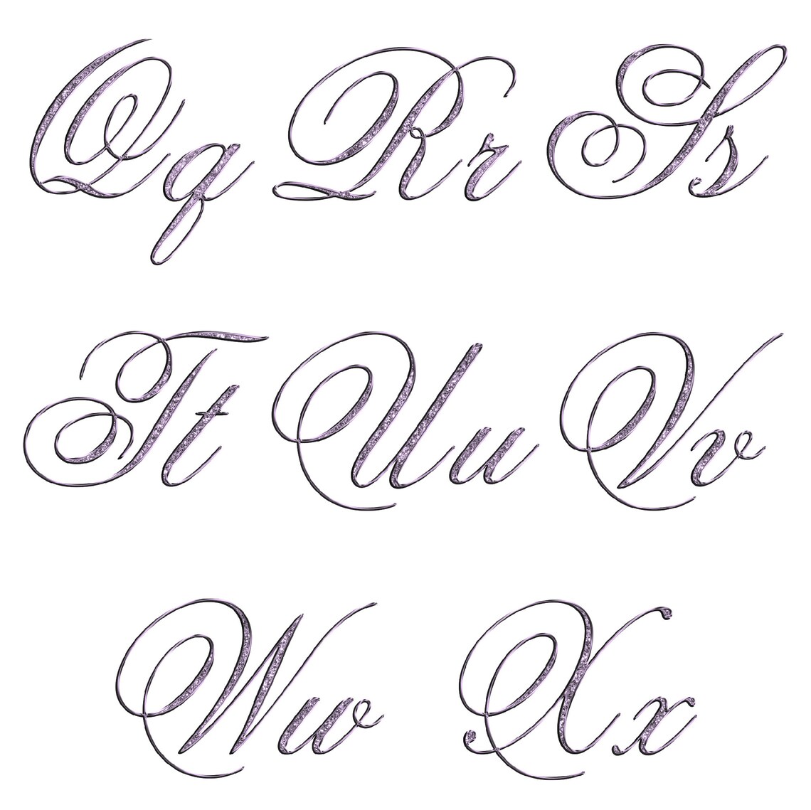 Purple Glitter Cursive Alphabet Clipart, PNG Clip Art, High Shine ...