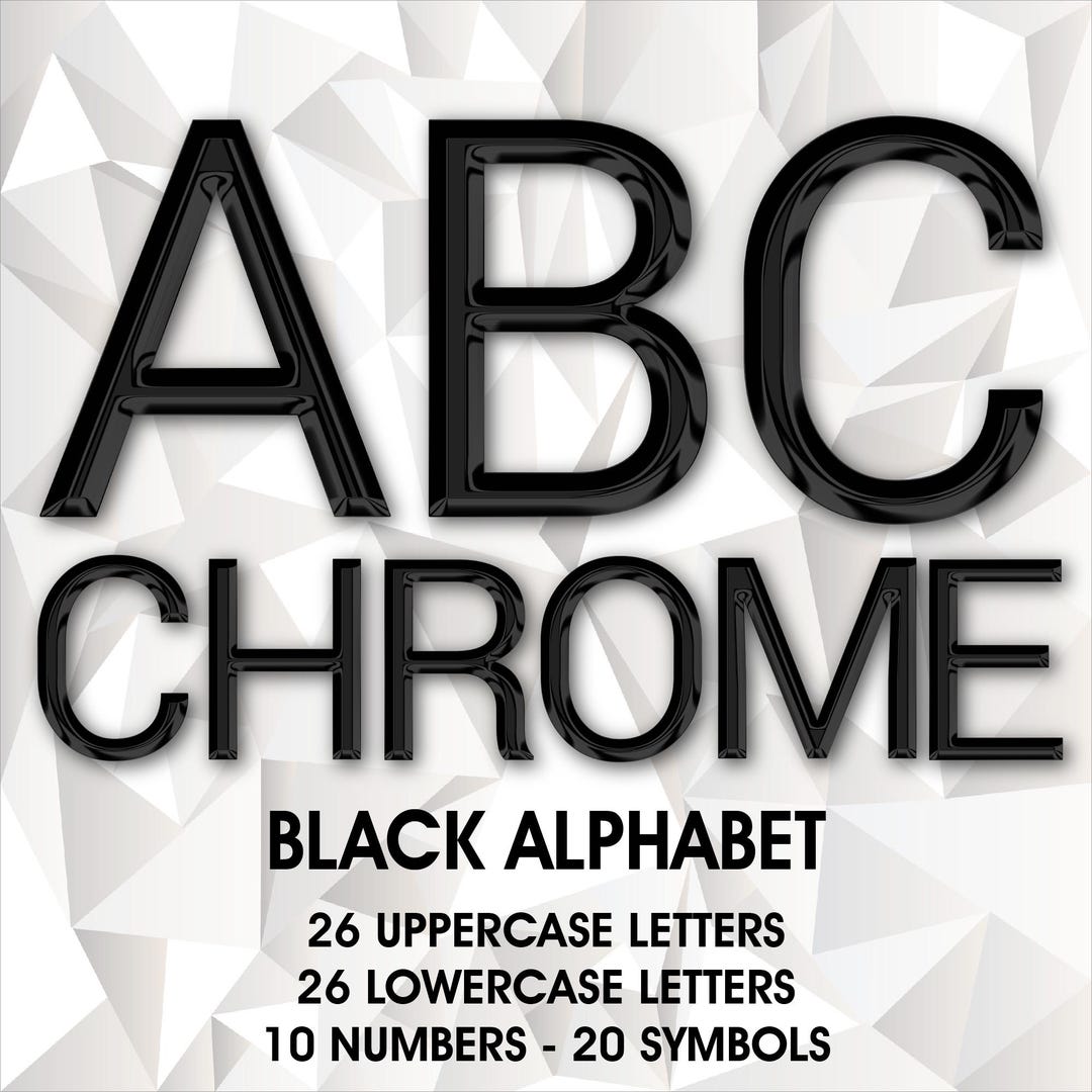 Black Chrome Alphabet Clipart, PNG Clip Art, Black Chrome Letters ...