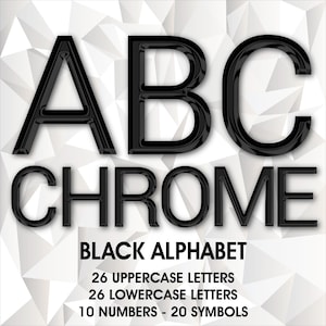 Black Chrome Alphabet Clipart, High Shine PNG (digital Download) - Etsy
