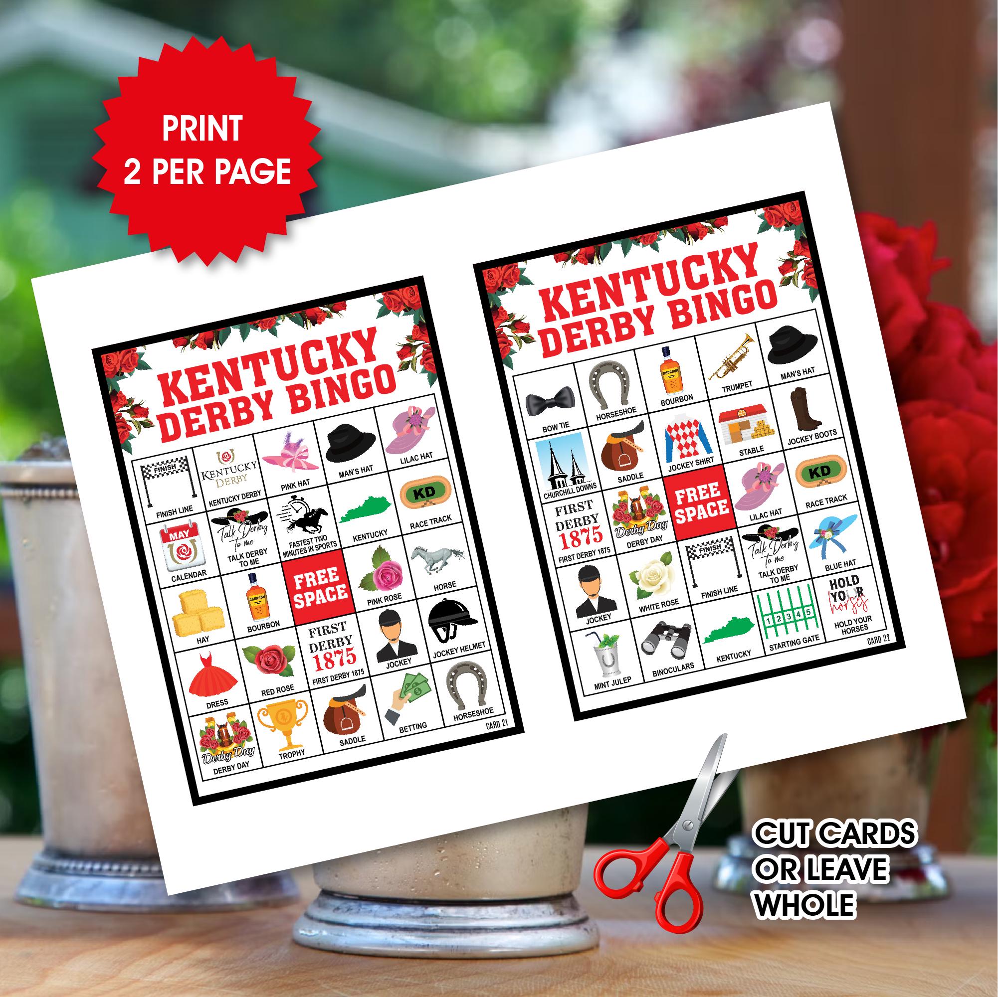 60 Kentucky Derby Bingo Cards, Kentucky Derby Party Game, Run for the ...