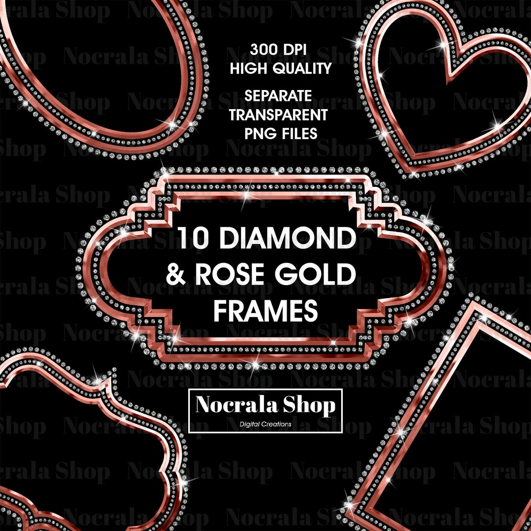 10 Rose Gold and Diamonds Frames Clip Art, Rose Gold Frames, Large ...