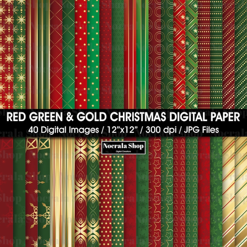 Christmas Digital Paper - Etsy