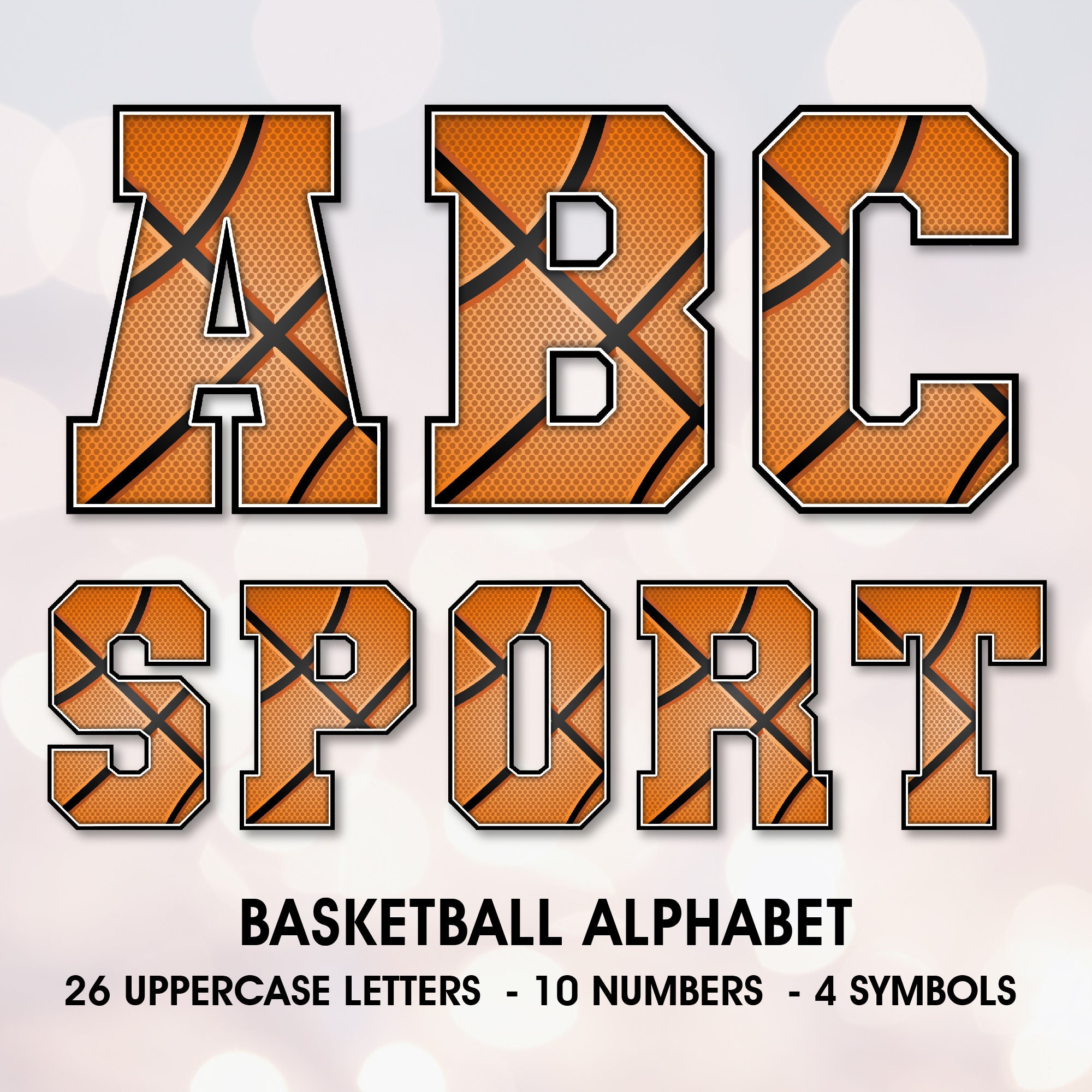 Basketball Alphabet Clipart, PNG Digital Clip Art, Basketball Letters ...
