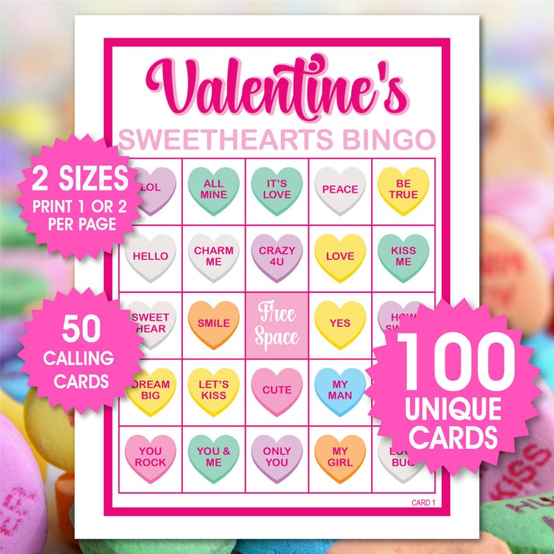 Valentine Bingo Cards - Etsy