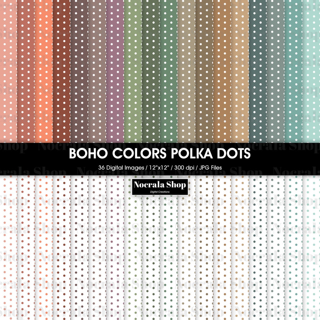 Boho Colors Polka Dots Digital Paper, Neutal Colors Scrapbook Papers ...