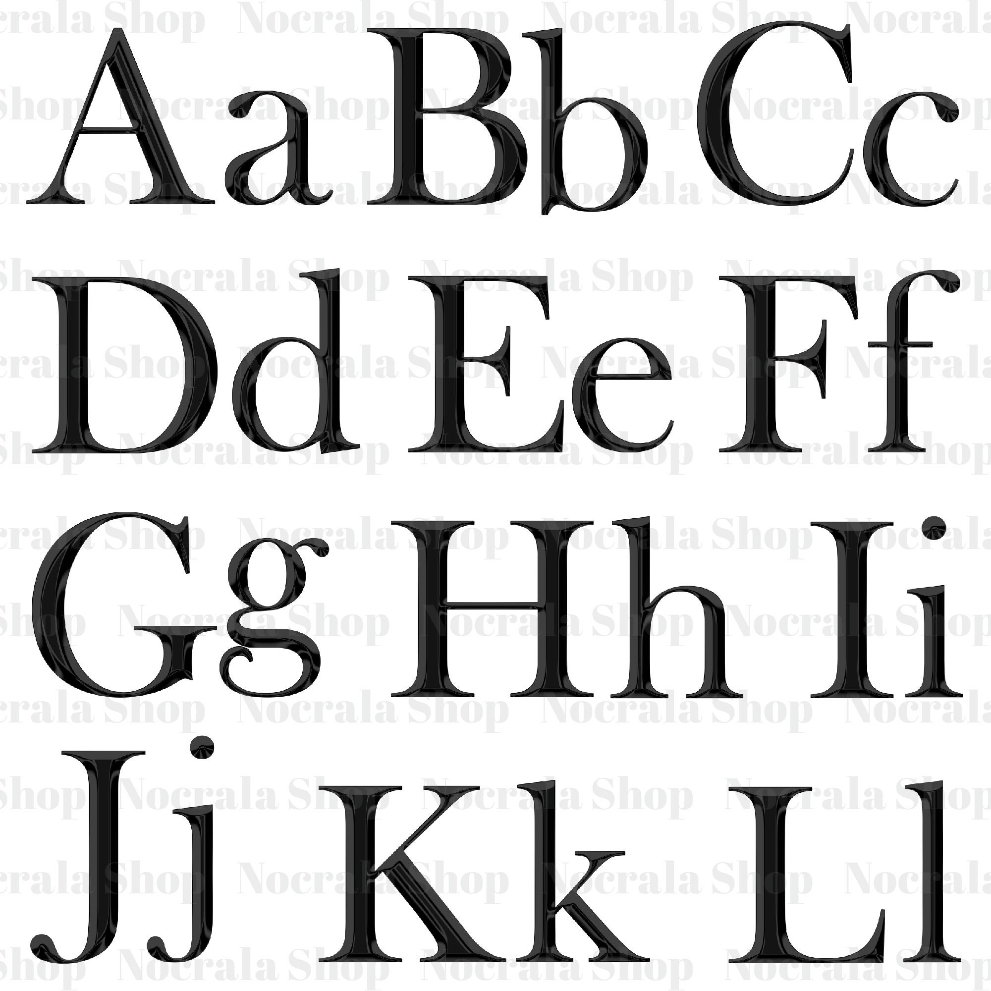 Black Chrome Alphabet Clipart, PNG Clip Art, Black Chrome Letters ...