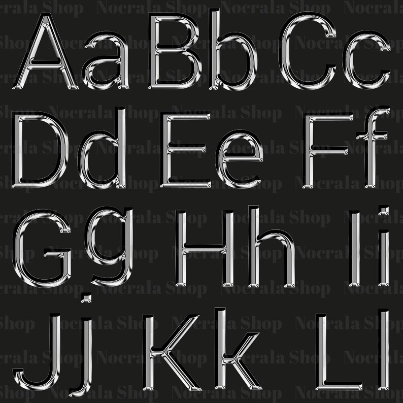 Silver Chrome Alphabet Clipart, PNG Clip Art, Silver Chrome Letters ...