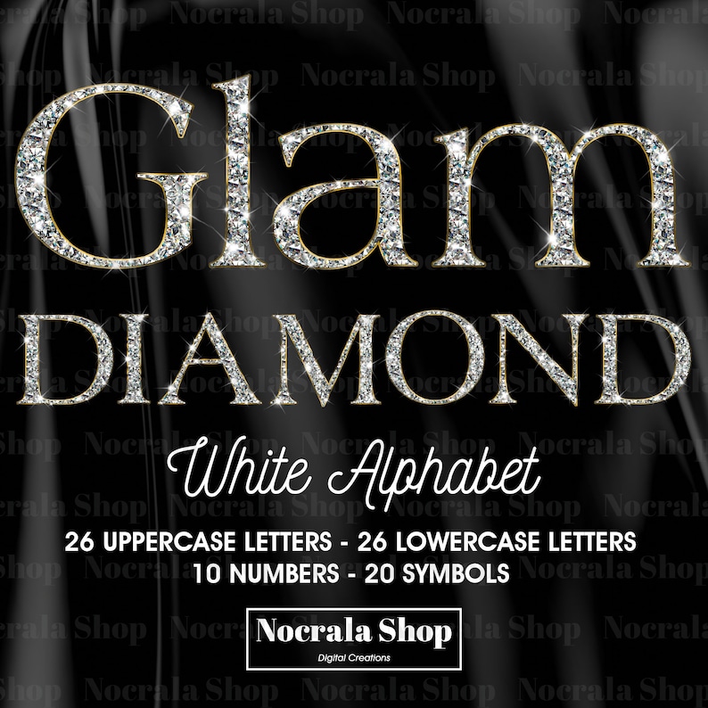 White Diamond Alphabet Clipart PNG Digital Clip Art White - Etsy