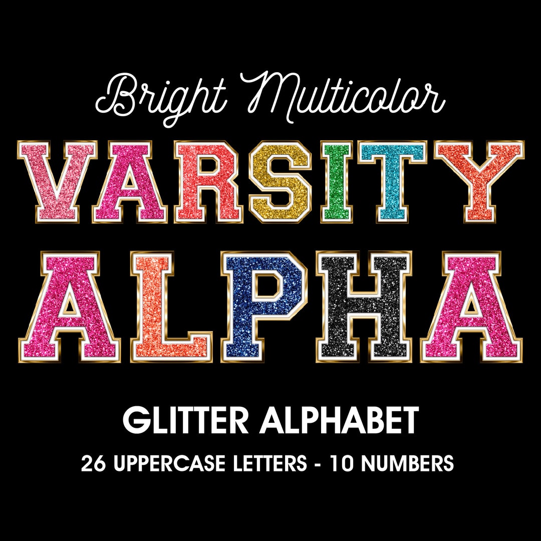 Bright Color Varsity Alphabet Clipart, Letter and Number Clip Art ...