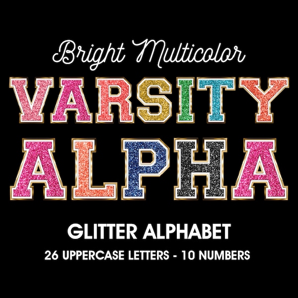 Glitter Varsity Letter Clipart - Etsy