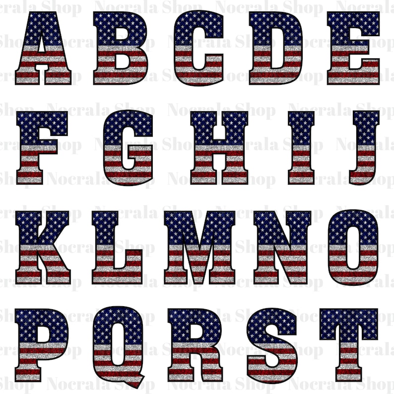 American Glitter Alphabet Clipart, PNG Digital Clip Art, American ...