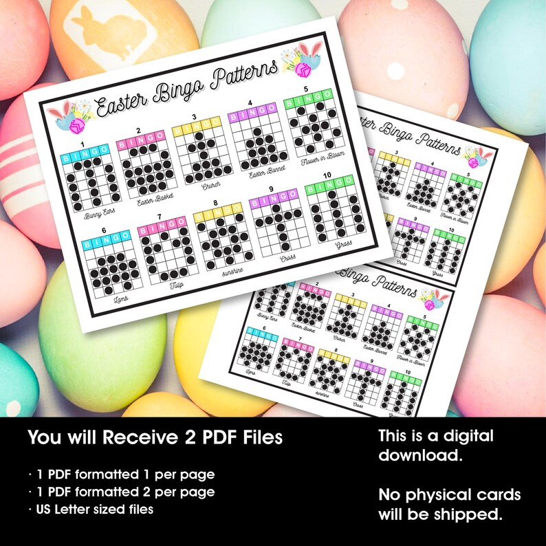 Easter Bingo Game, 10 Printable Bingo Patterns (PDF) - Etsy