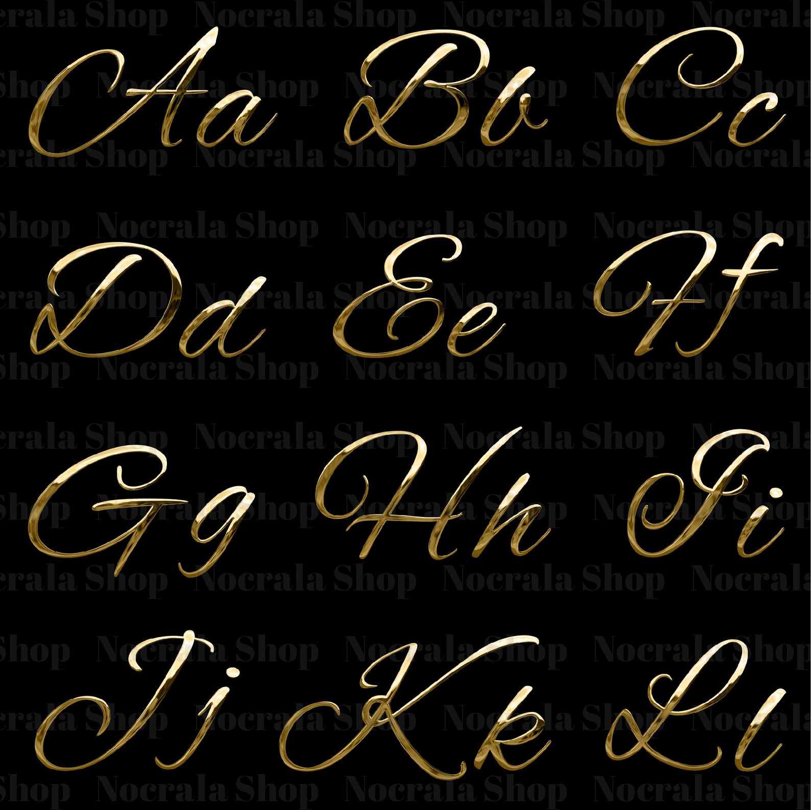 Gold Chrome Cursive Alphabet Clipart, PNG Clip Art, Gold Chrome Cursive ...