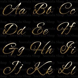 Gold Chrome Cursive Alphabet Clipart, PNG Clip Art, Gold Chrome Cursive ...