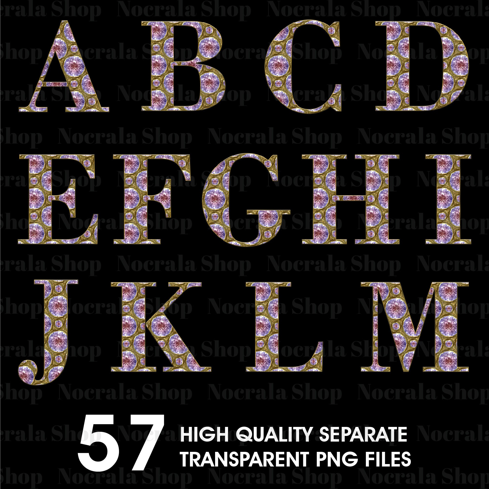 Rainbow Diamond Alphabet Clipart, PNG Digital Clip Art, Rainbow Diamond ...