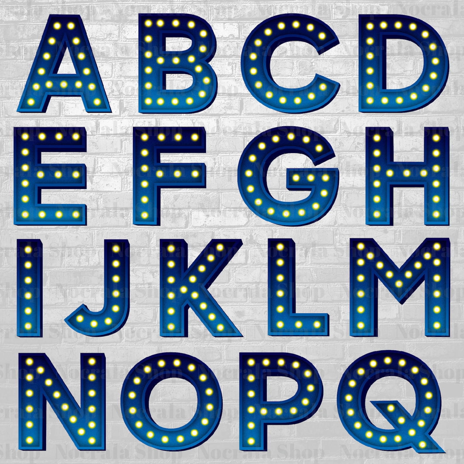 Navy Blue Marquee Alphabet Clipart, Marquee Letters & Numbers, PNG ...