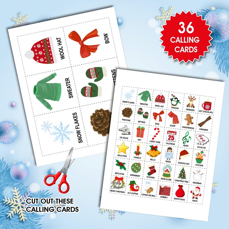 Christmas Bingo Game, 60 Unique Cards, Holiday Party (PDF) - Etsy