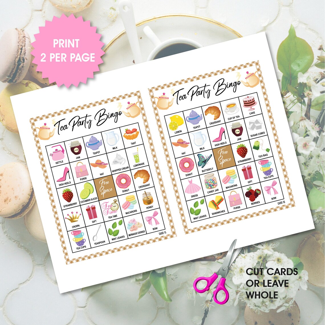 40 Tea Party Bingo Cards, Tea Party Game, Tea Party Activity, Birthday ...