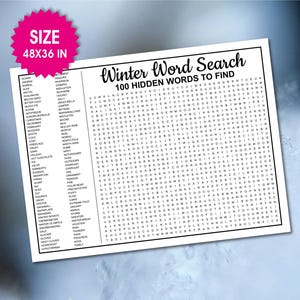 Giant Winter Word Search, Winter Fun Game, Printable Winter Word Search ...