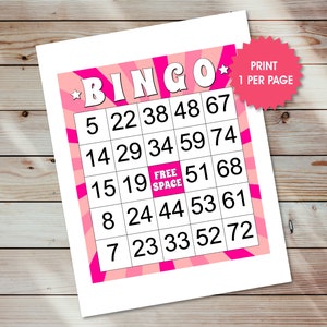 300 Retro Style Pink Bingo Cards, 1, 2, or 4 per Page, Fun Party Game ...