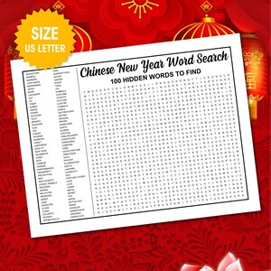 Giant Chinese New Year Word Search, Lunar New Year Game, Printable New ...