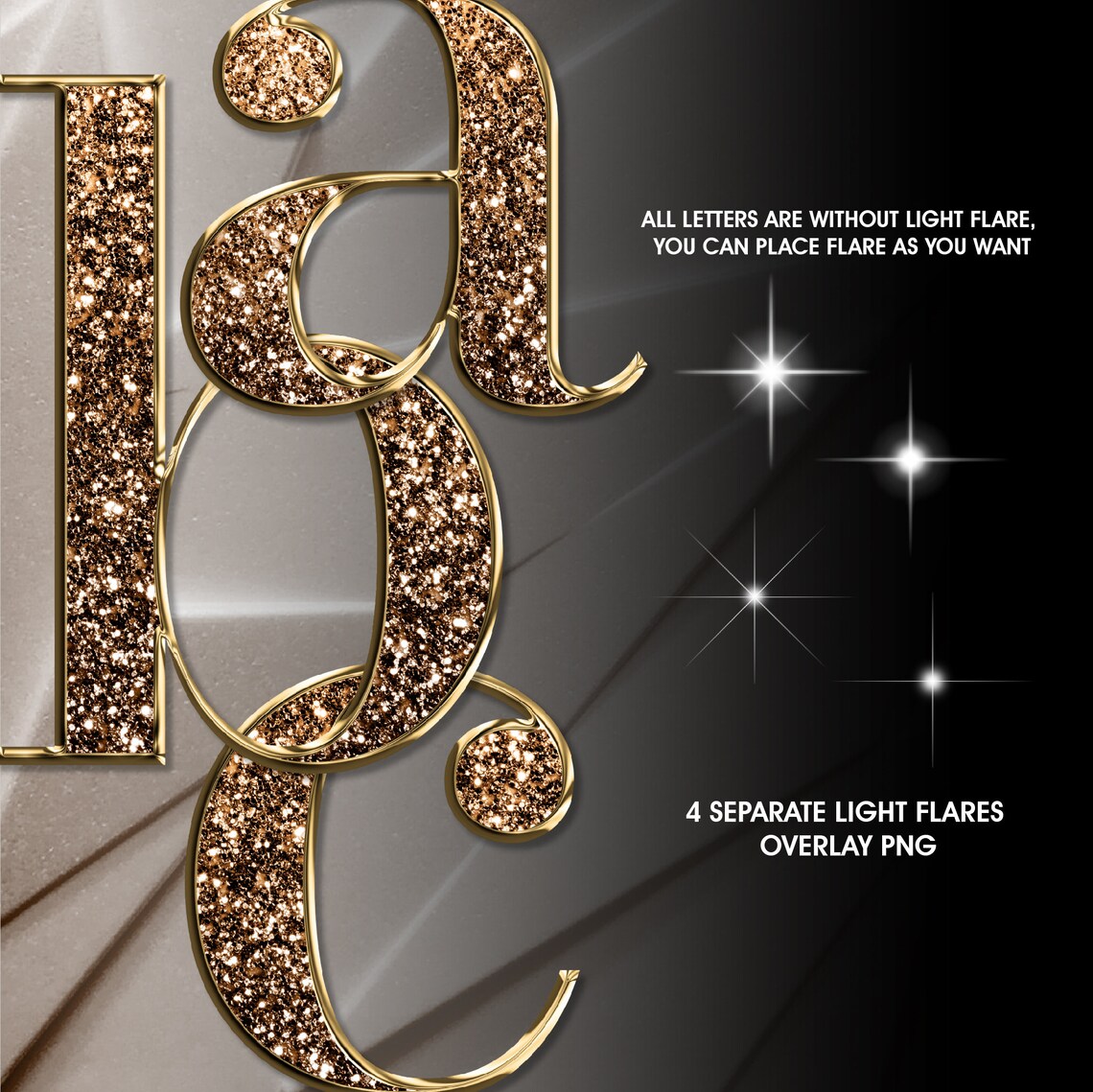 Gold Glitter Glam Alphabet Clipart, PNG Digital Clip Art, Bling ...