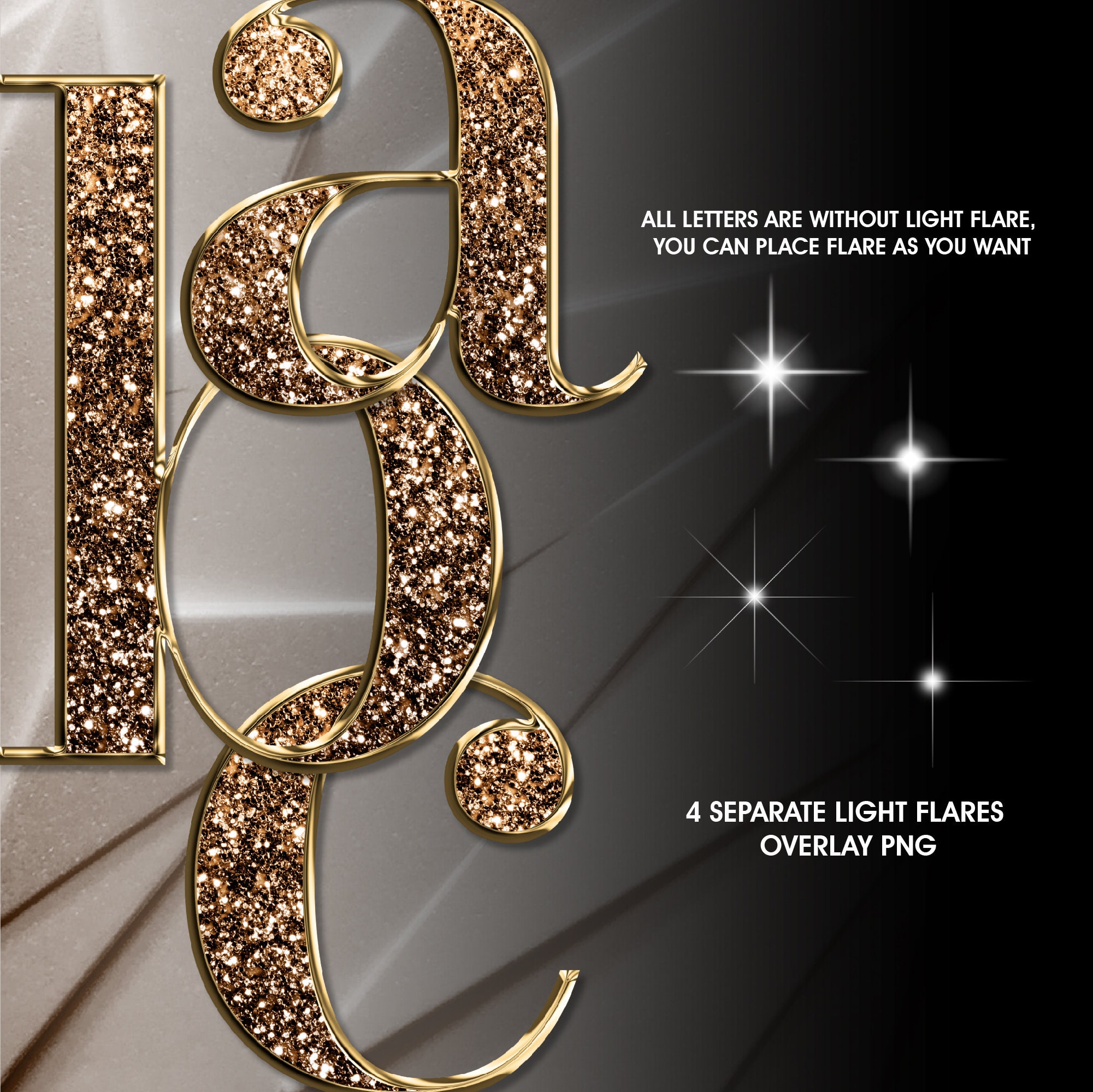 Gold Glitter Glam Alphabet Clipart, PNG Digital Clip Art, Bling ...