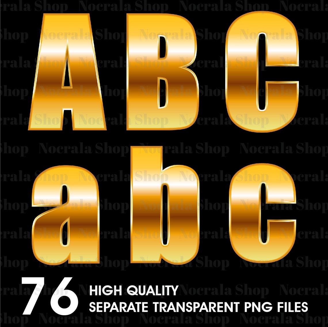 Gold Metallic Alphabet Clipart, Gold Foil Alphabet PNG, Gold Digital ...